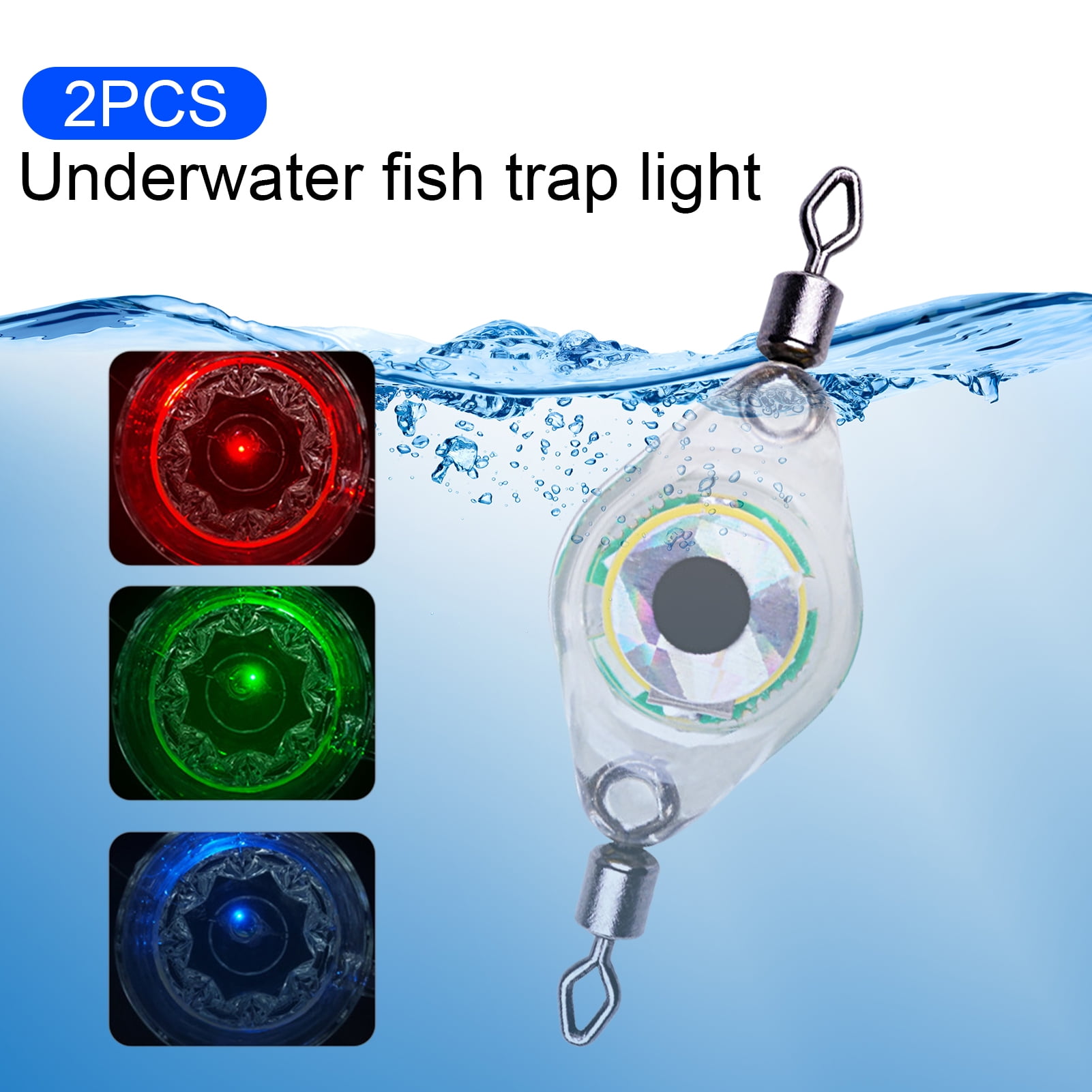 UDIYO 2Pcs Fishing Lure Lamps Waterproof Fisheye Shape Attract Fish ...