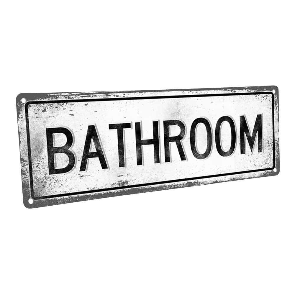 Bathroom 4"x12" Metal Sign, Wall Décor for Bath and Laundry - Walmart.com