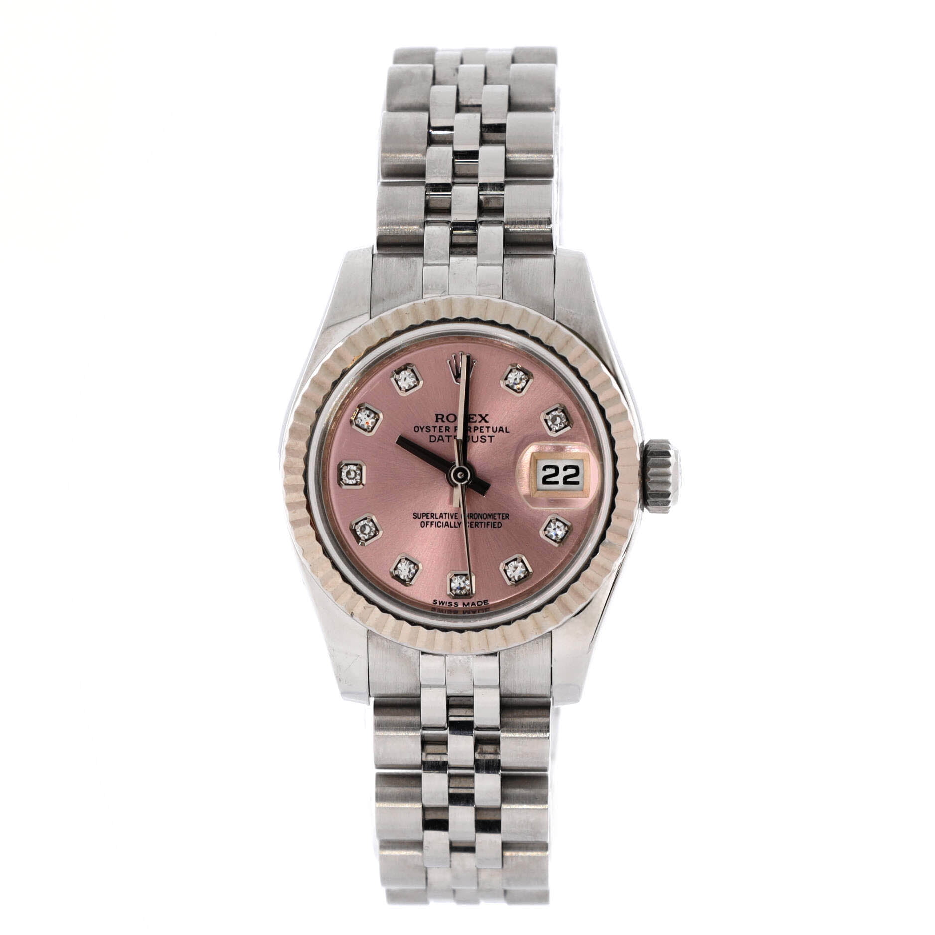Pre-Owned Oyster Perpetual Datejust Automatic Watch Stainless Steel and White Gold with Diamond ...