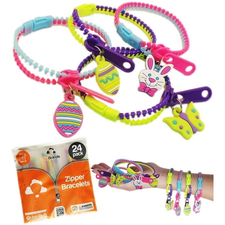 UpBrands 24 Easter Egg Fillers Zipper Bracelets - Party Favors for Kids ...