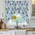 Blueberry Leaves Swag Curtain Valance for Window 2 Panels Watercolor ...