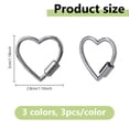 9Pcs 3 Colors Alloy Heart-shaped Locking Carabiner Clasps Mixed Color ...