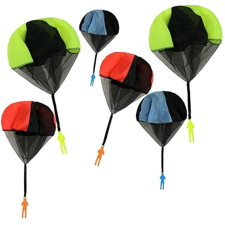 6Pack Throw Mini Parachute Multi-Color Sky Flying Toy Parachute Tangle ...