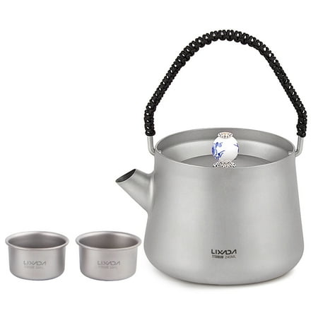 Lixada Titanium Tea Set 240ml Tea Kettle Teapot with 2 Cups Set for ...