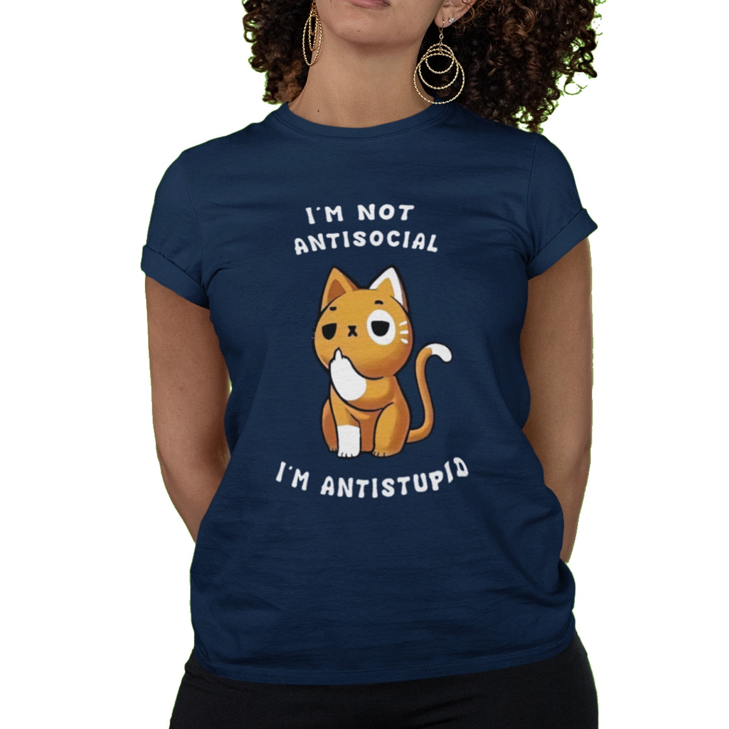 Playera Gato Antistupid Meme Dama Once Playera manga corta | Bodega ...