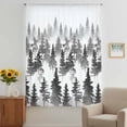 Christmas Sheer Curtains 84 Inches Long, Black Forest Tree Fall Foggy ...