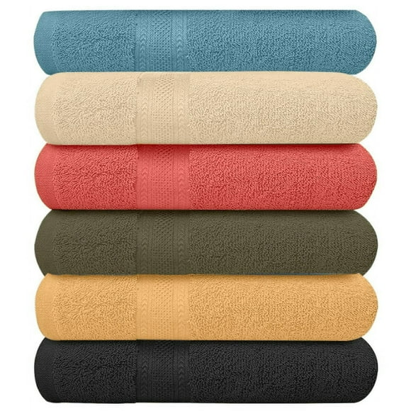 Springfield Linen 6 Pack Bath Towels 100% Cotton 27"x 54" Multicolor