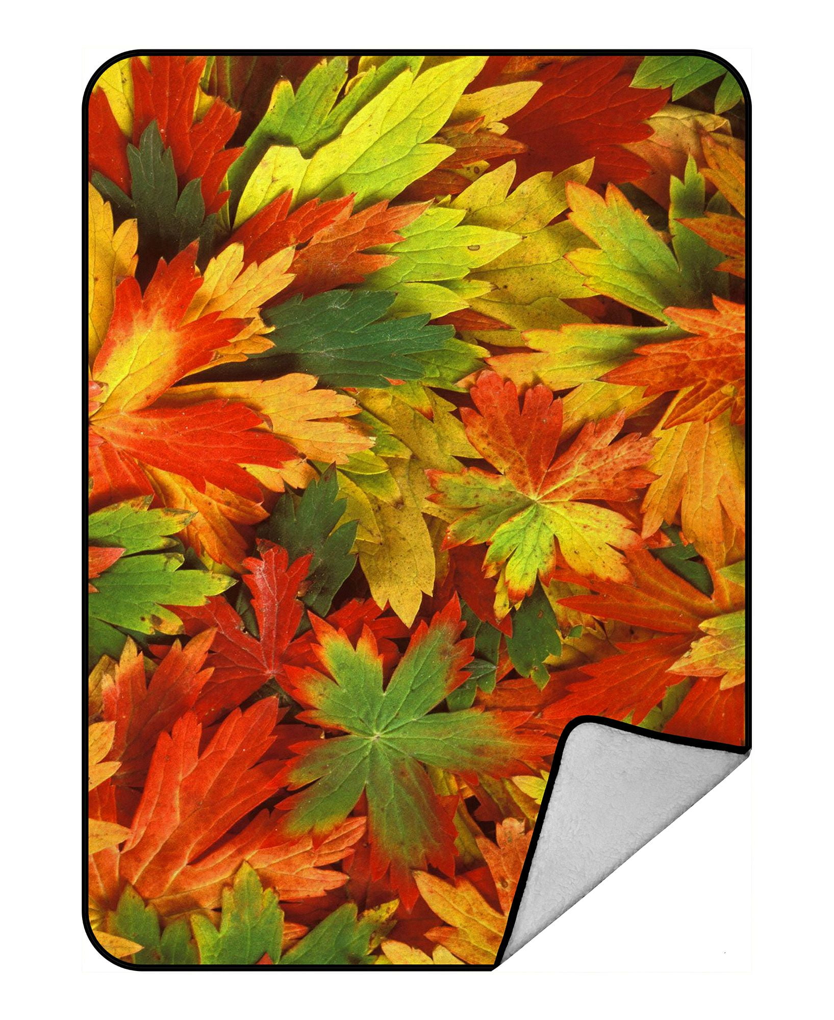 ZKGK Fallen Leaves in Autumn Blanket Crystal Velvet Front and Lambswool ...