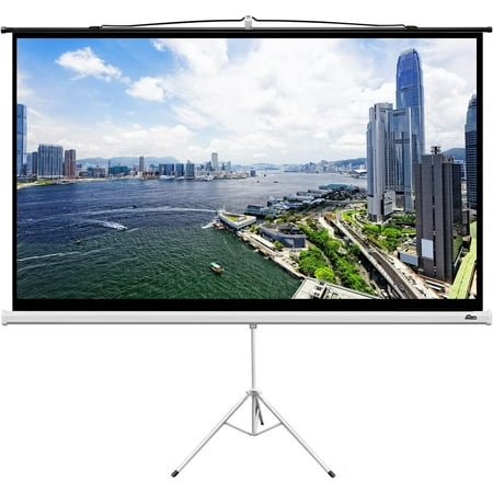 MPLUS Projector Screen 100 inch 16:9 4K HD Manual Pull Down with Tripod ...