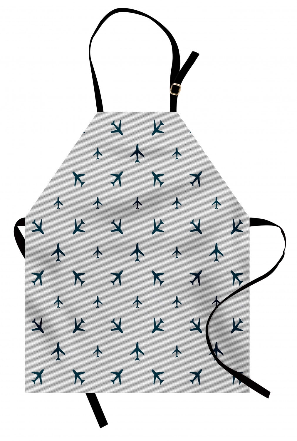 Airplane Apron Diagonal Stripes with Blue Travel Icons Silhouettes ...