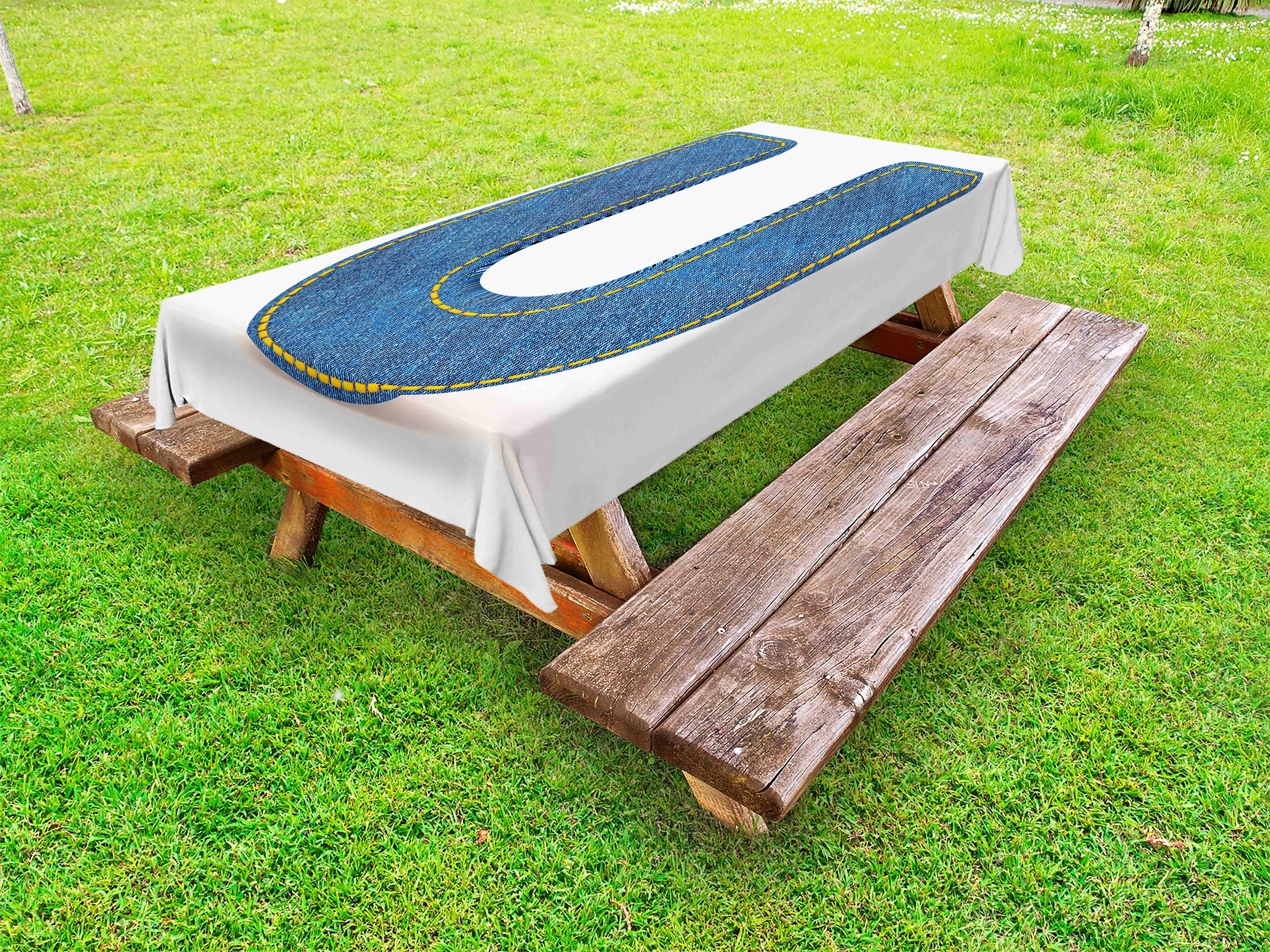 Letter U Outdoor Tablecloth, Denim Letter Alphabet Design with ...