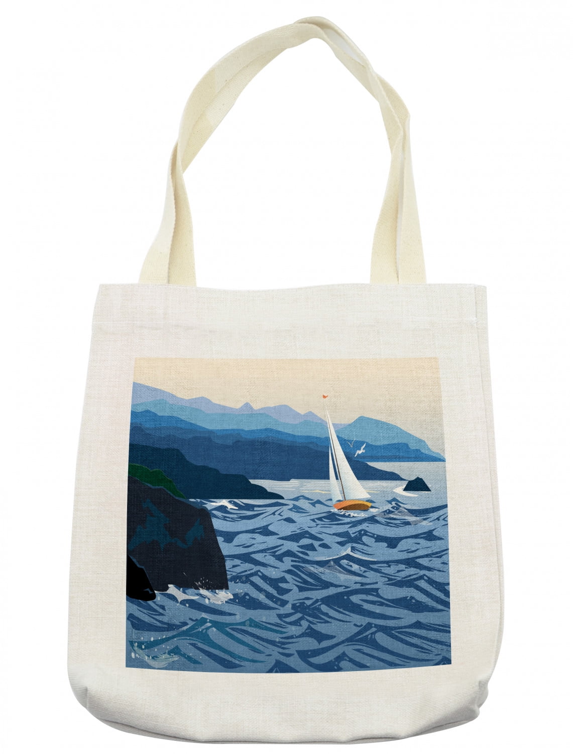 Adventure Tote Bag, Print of a Seascape Themed Sailing Boat Floating on ...