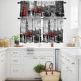 3 Piece Kitchen Curtains and Valances Set City Street Cafe Curtains 24 ...