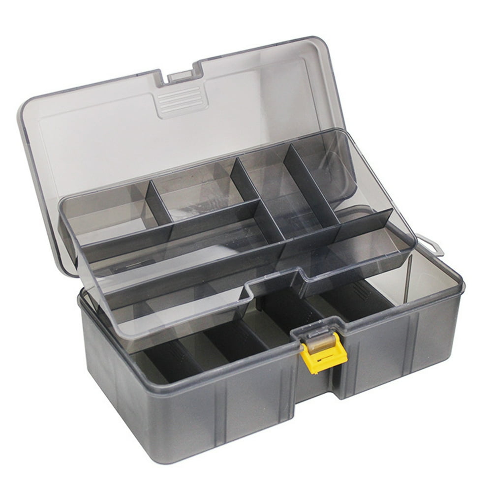 SPRING PARK Waterproof Clear Double Layer Plastic Tackle Box Carp ...
