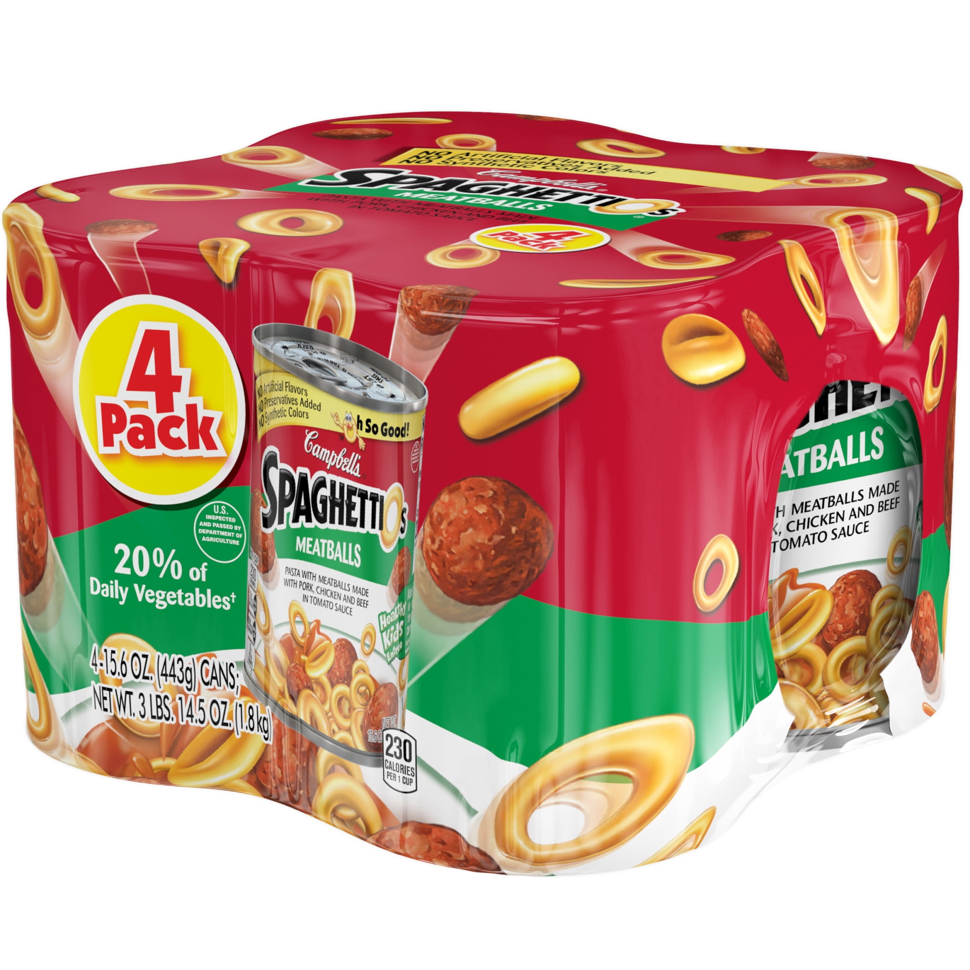 Campbells Spaghettios With Meatballs 4 Pack) SpaghettiOs Canned Pasta