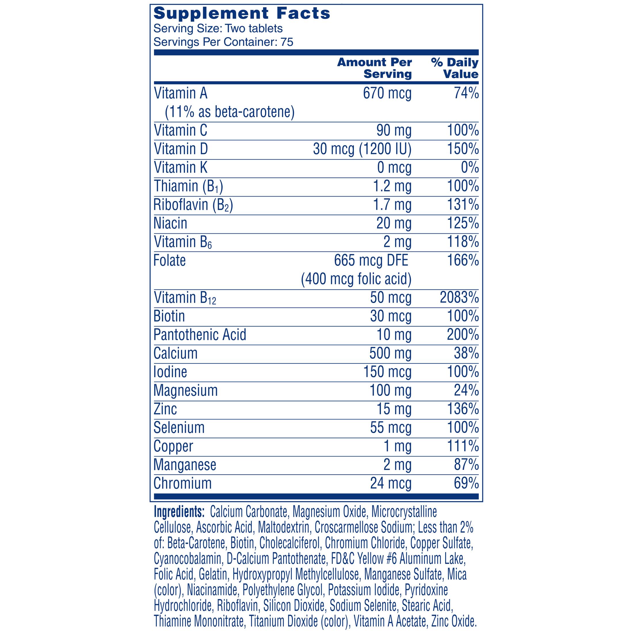 One A Day Proactive 65+ Multivitamin Tablets for Men and Women, 150ct ...