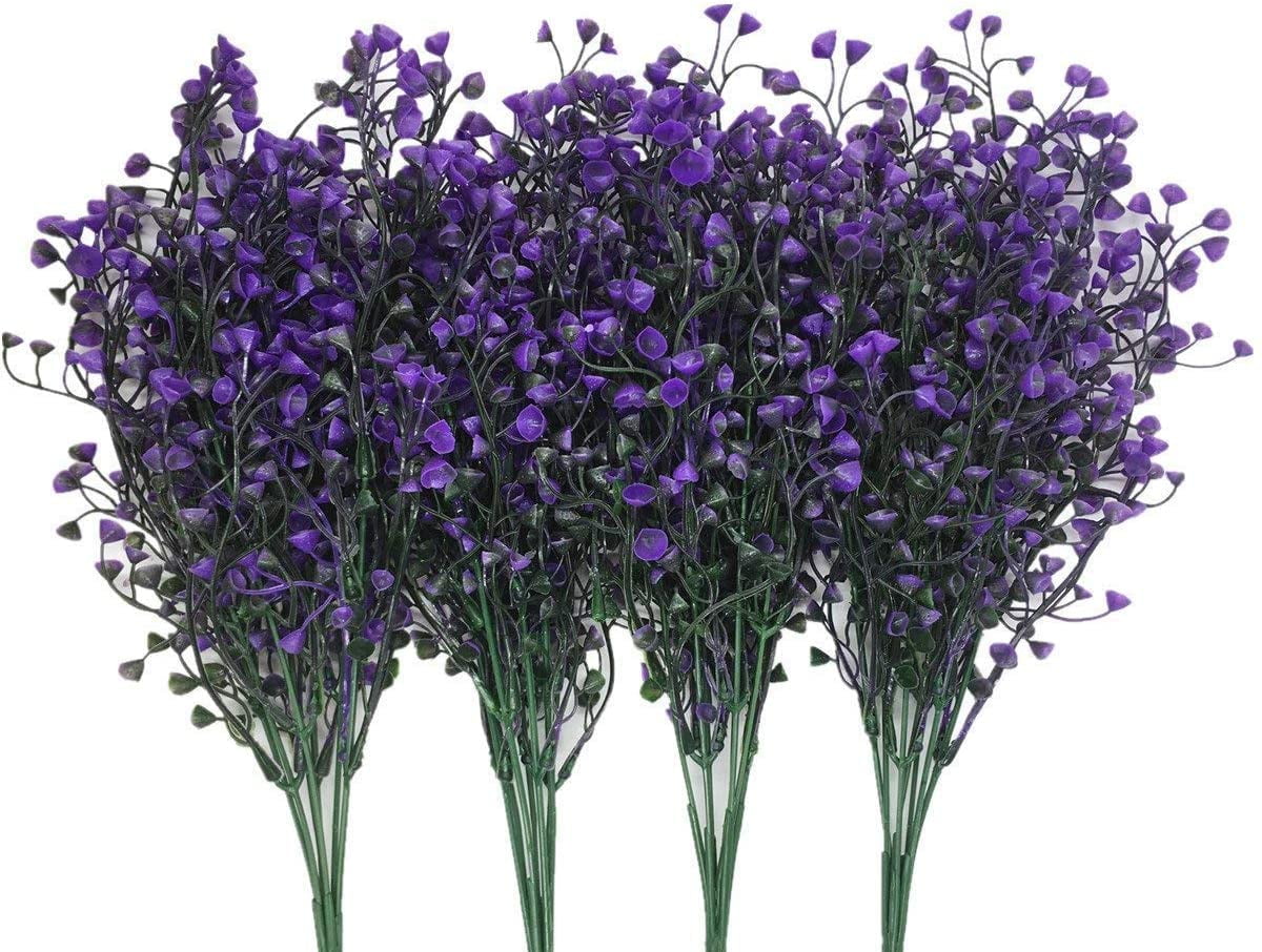 ZOELNIC 4 Bundle Artificial Bell Leaves, Plastic Shrubs Leaves Plants ...