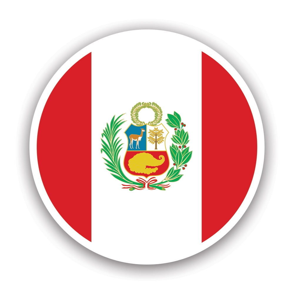 Round Peruvian Flag Sticker Decal - Self Adhesive Vinyl - Weatherproof ...
