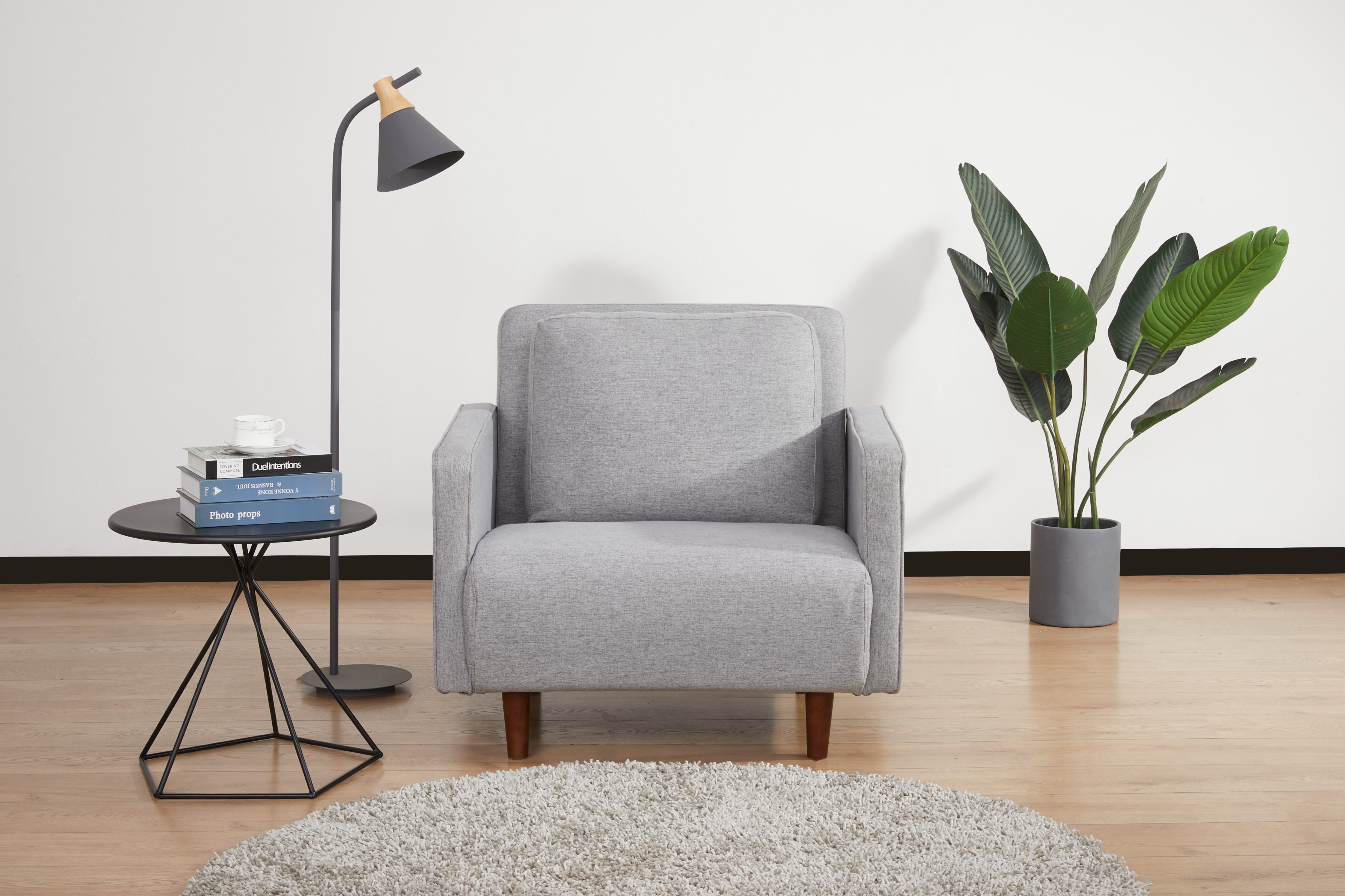 Artdeco Home Panama Polyester Convertible Futon Sofa Chair, Light Gray ...