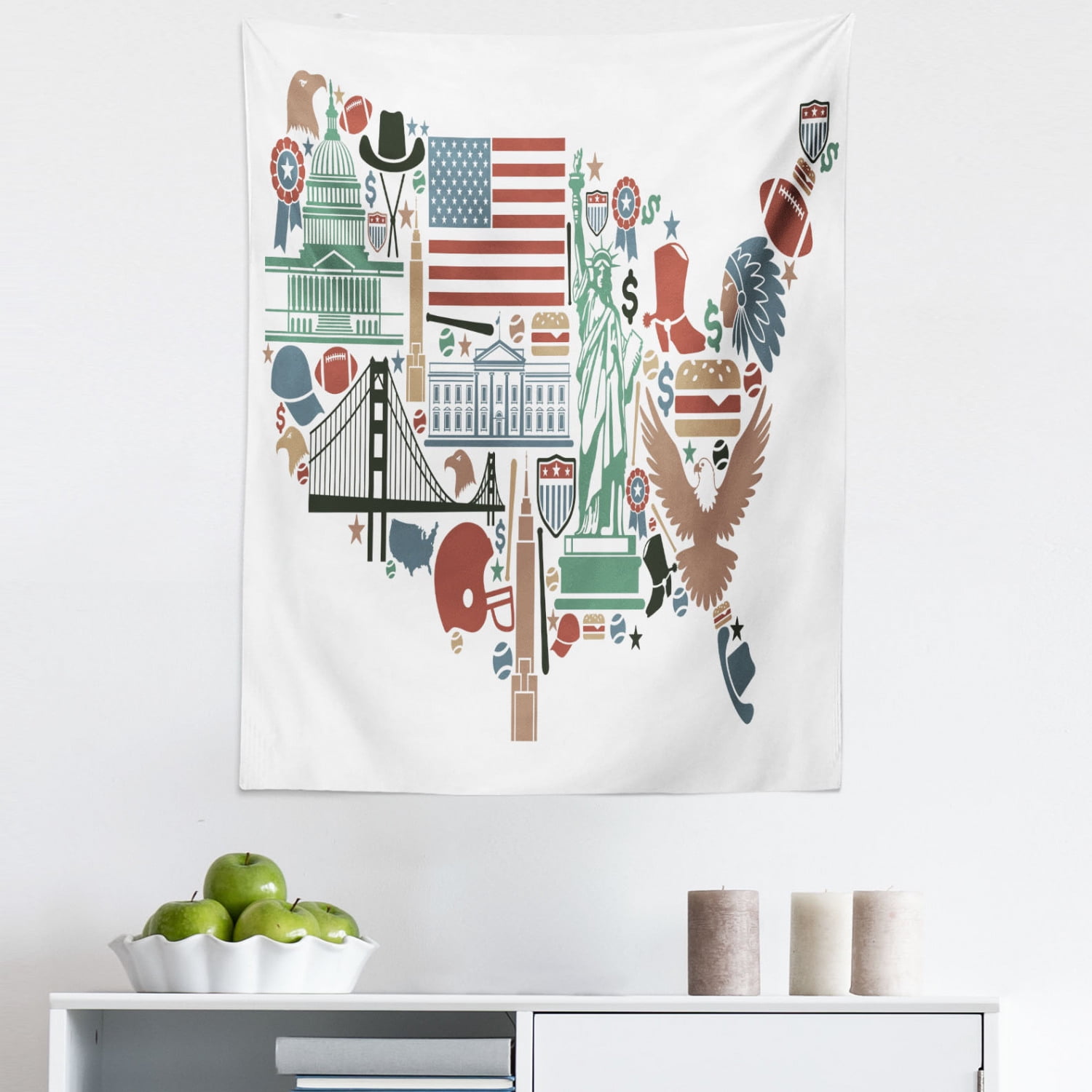 Map Tapestry, Traditional in the Form of United States of America Map ...