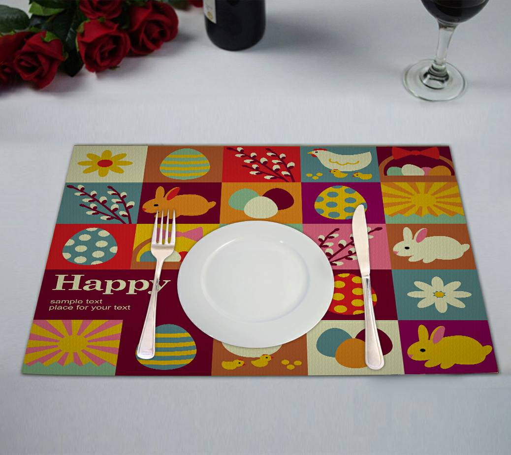 ECZJNT Easter Placemat Table Mat Cup Mat 12x18 inch,Set of 2 - Walmart.com