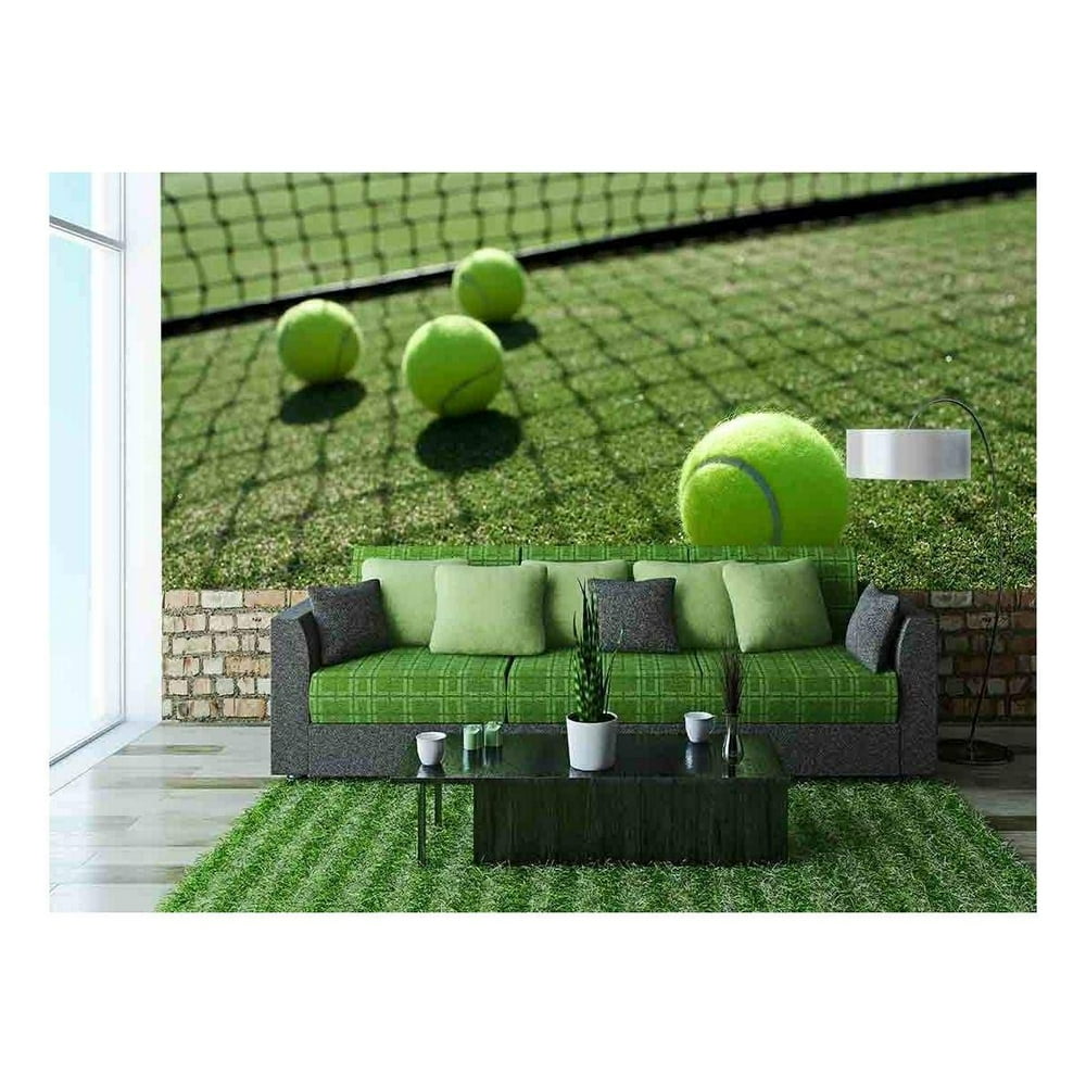 Wall26 Tennis Balls on Tennis Grass Court - Removable Wall Mural | Self ...