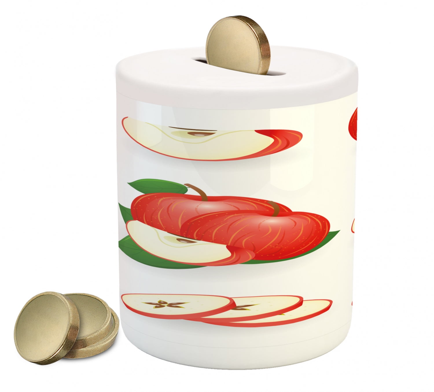Sweets Piggy Bank, Yummy Chopped Apple Slices Juicy Fresh Fruits ...