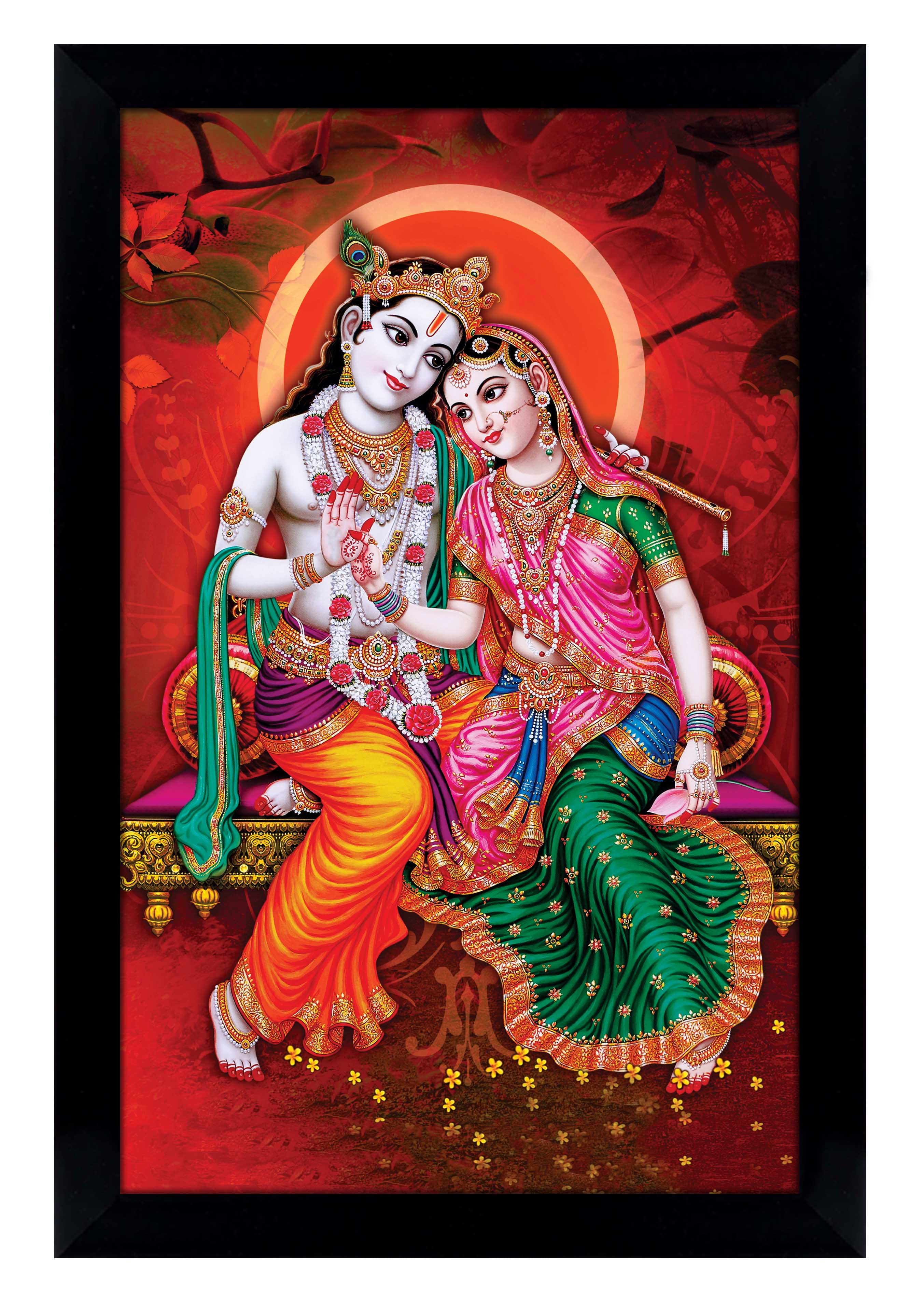 IBA Indianbeautifulart Radha Krishna Picture Frame Religious Poster ...