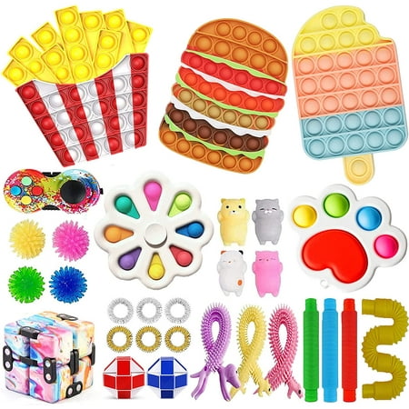 HTCM Big Fidget Pack Anti-Anxiety Tools, Fidget Toy Pack with Marble Mesh Sensory Tubes and ...