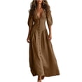 Asgosdo Women Dresses Deep V Neck Half Sleeve Botton Pleated Slim Fit ...