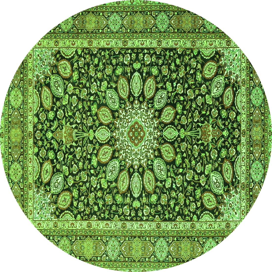 Ahgly Company Indoor Round Medallion Green Traditional Area Rugs, 6 ...