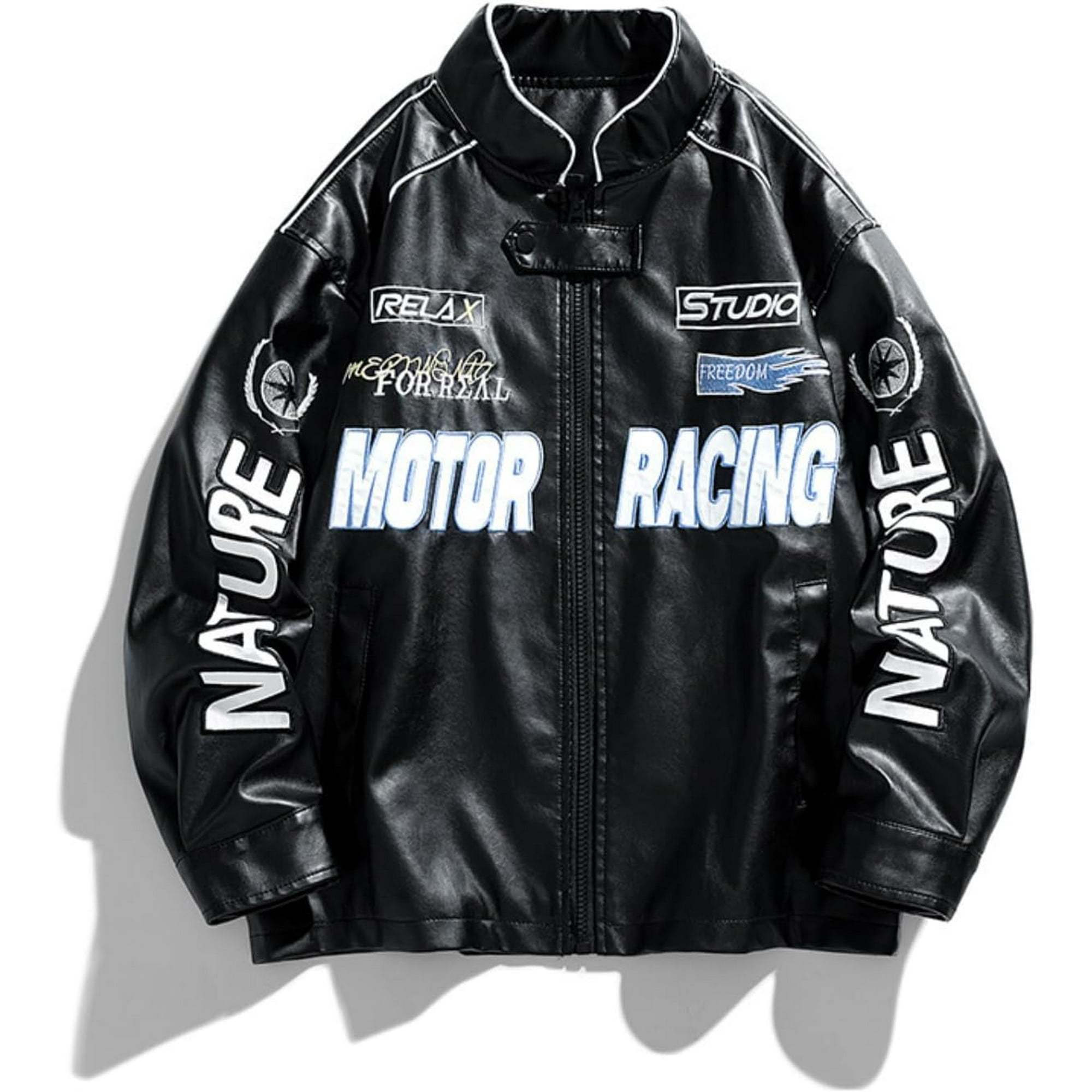 Click here for Flafree Mens Varsity Jacket Pu Leather Vintage Rac... prices