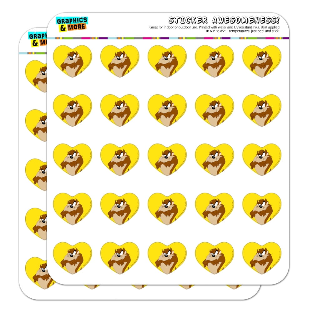 Looney Tunes Taz Heart Shaped Planner Calendar Scrapbook Craft Stickers ...