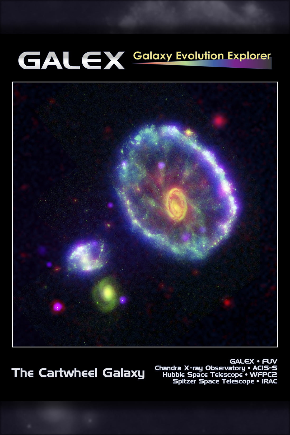 24"x36" Gallery Poster, cartwheel galaxy galex chandra hubble spitzer ...