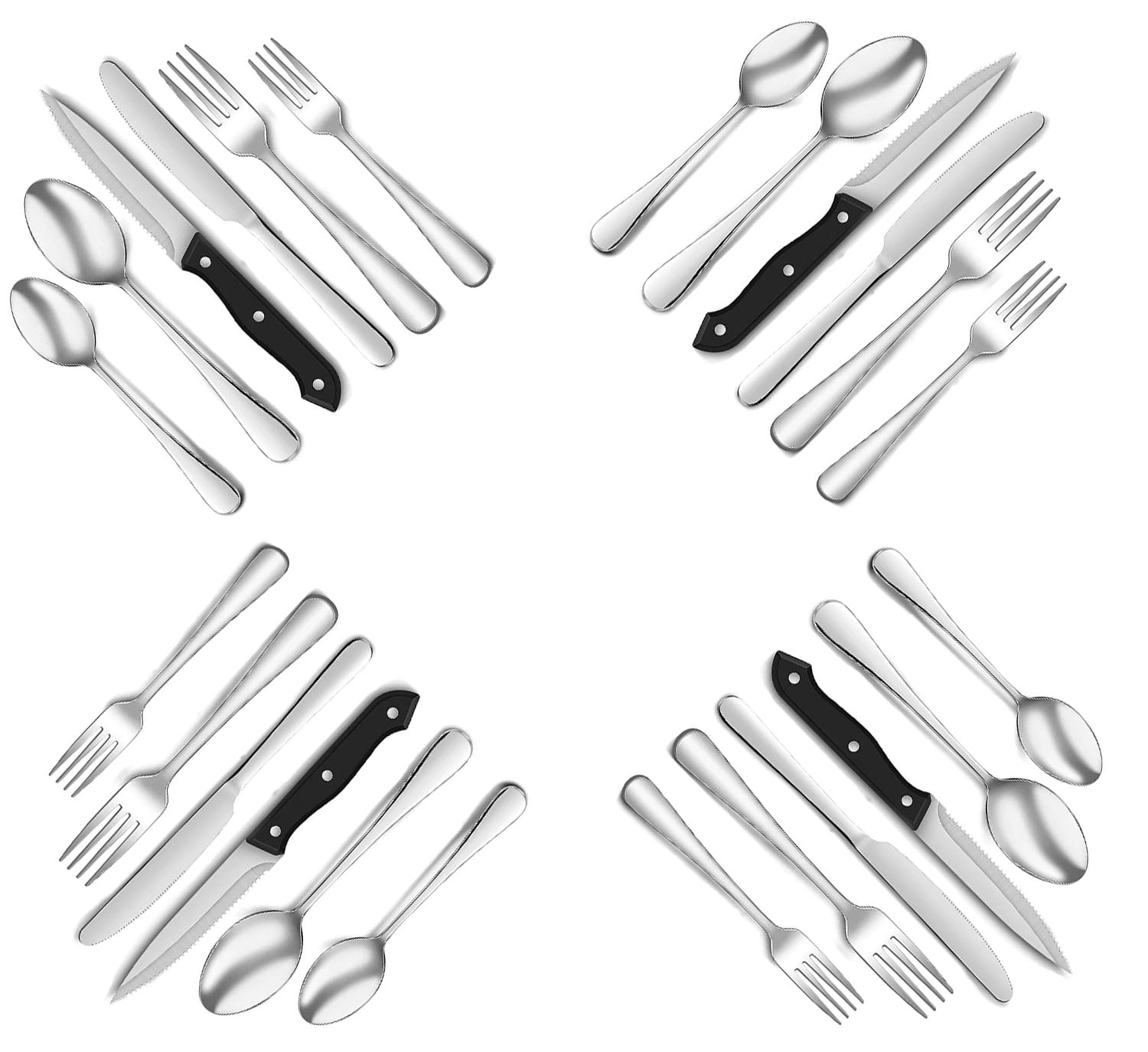 24 Pcs Stainless Steel Flatware Set,Dishwasher Safe,Hand Wash,Silver ...
