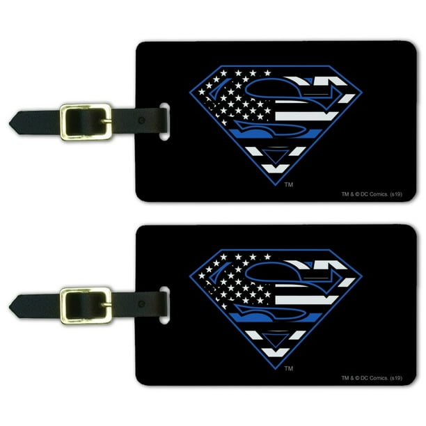 Superman Thin Blue Line Flag Shield Logo Luggage ID Tags Suitcase Carry ...