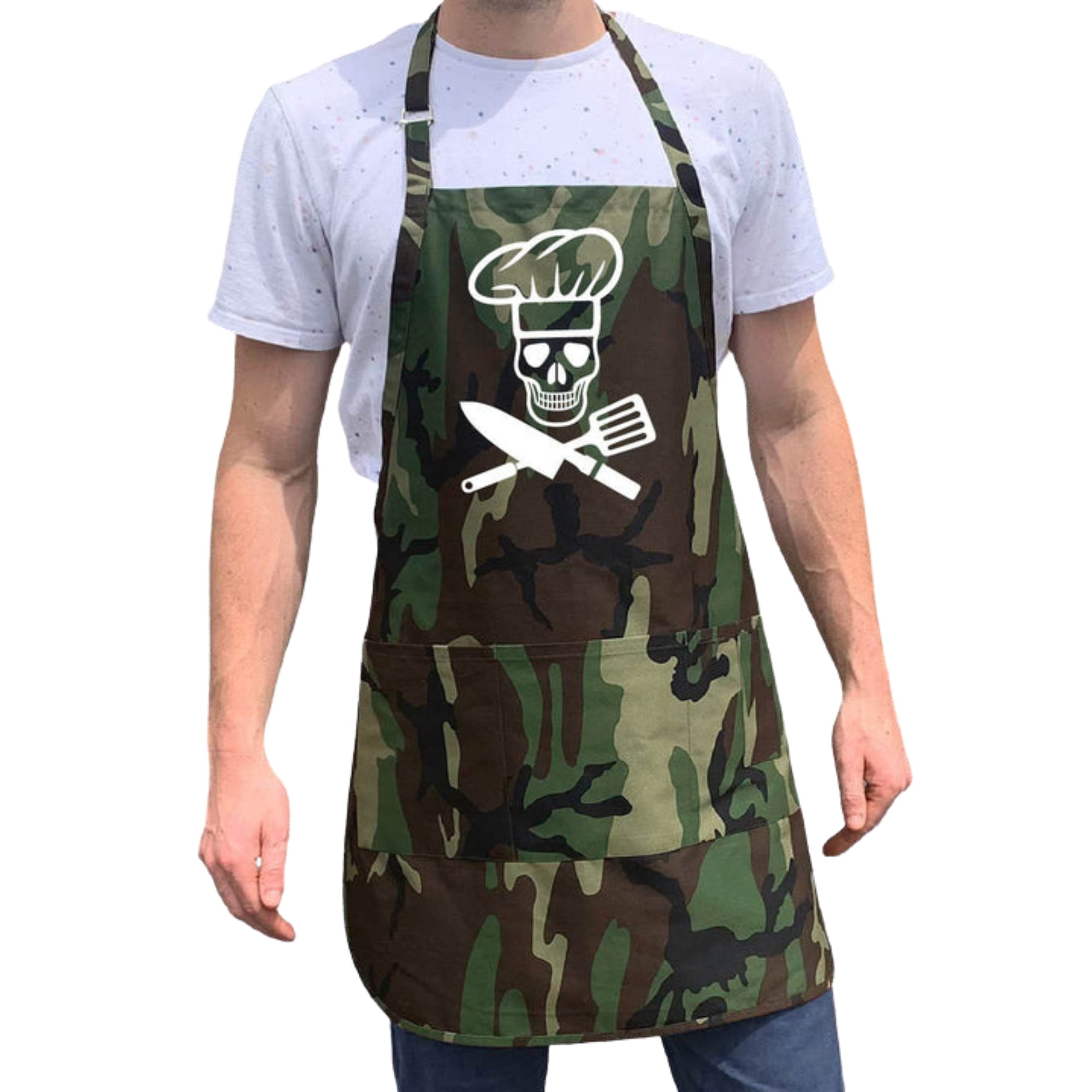 ApronMen, Funny Aprons For Men - Skull Chef - 100% Cotton with Pockets ...