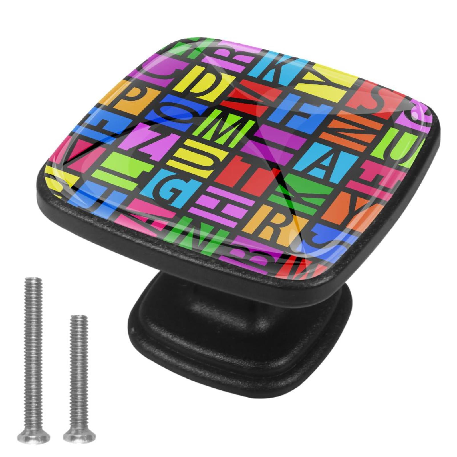 4 Pcs Cabinet Handle Drawer Pulls Colorful Letter Knobs with Screws ...