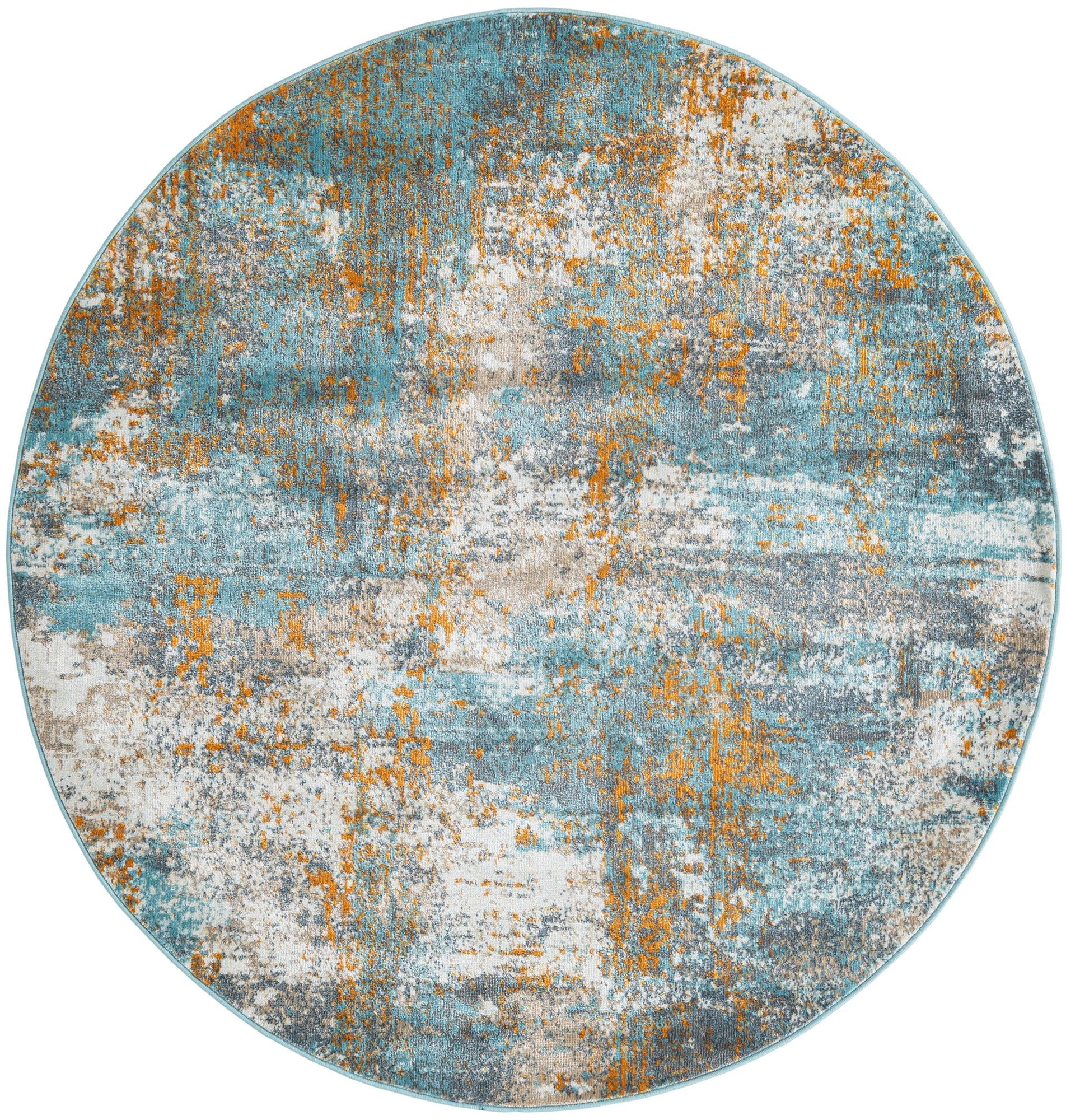 Rugs.com Paragon Collection Rug – 5 Ft Round Aqua Medium-Pile Rug ...