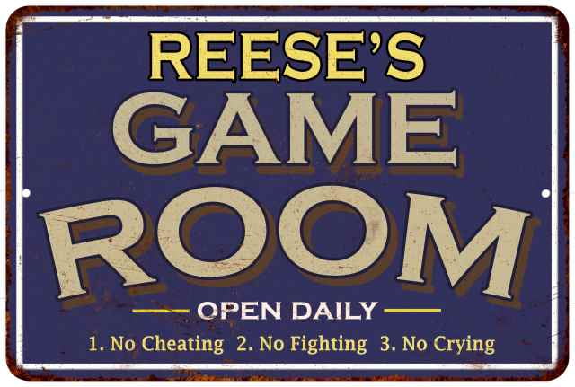 REESE'S Blue Game Room Sign Metal 16 x 24 Matte Finish Metal ...