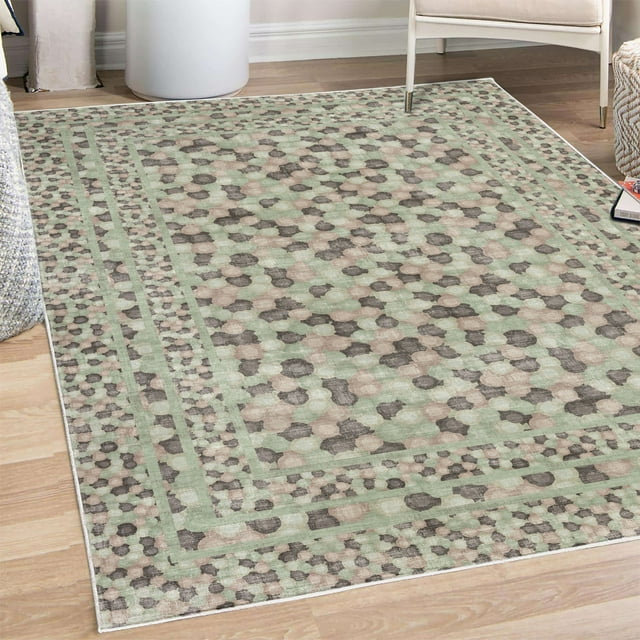 Modern Decorative Rug, Geometric Abstract Weathered Look Overlapping ...