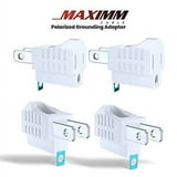 Maximm Polarized Grounding Adapter 2 Prong to 3 Prong White Wall Outlet ...