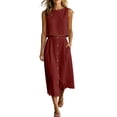 YueHuiYing Women's Sleeveless Round Neck Button Front Top with Elastic ...