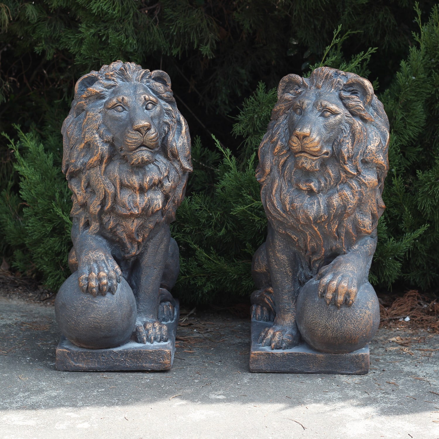Magnesium Pair of Lion Statues (Set of 2)(Outdoor Safe) - Walmart.com