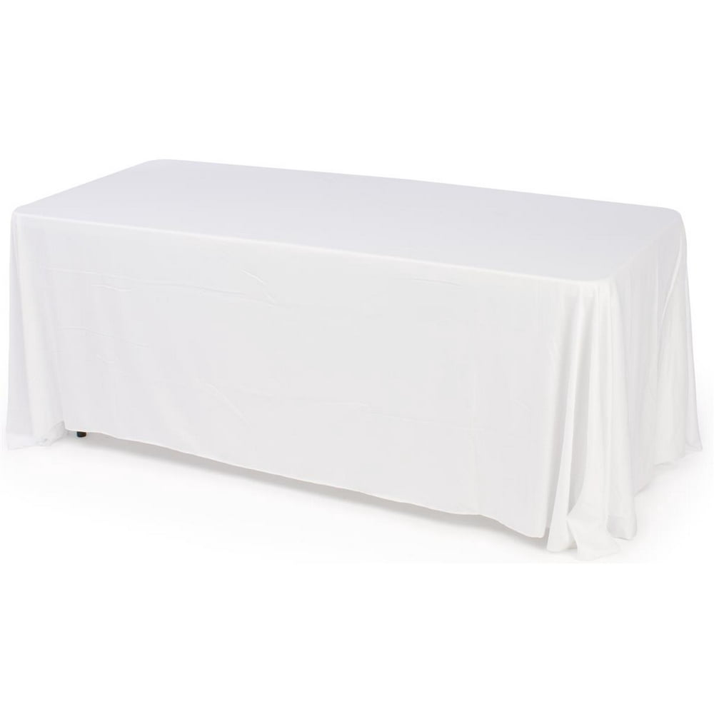 6ft. Portable Table with White Polyester Tablecloth, Covers All 4 Sides ...