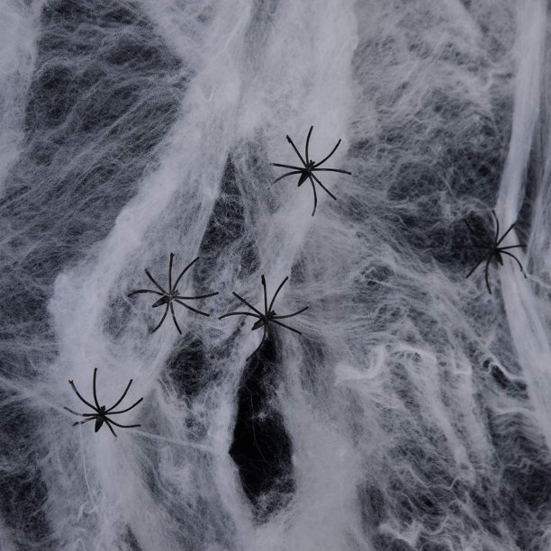 Moncolis 100g Spooky Stretchable Spider Webs with 24 Fake Spiders for ...