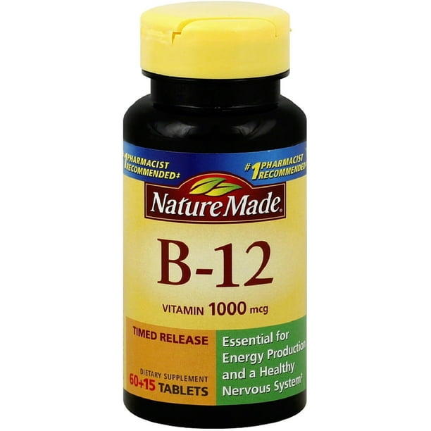 Nature Made Vitamin B-12 Timed Release Tablets, 1000 mcg 75 ea (Pack of ...