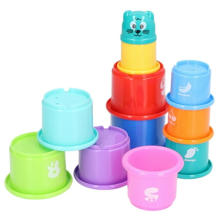Baby Bath Stacking Toy, Numbers Fruits Learning Stacking Cup Bathing ...