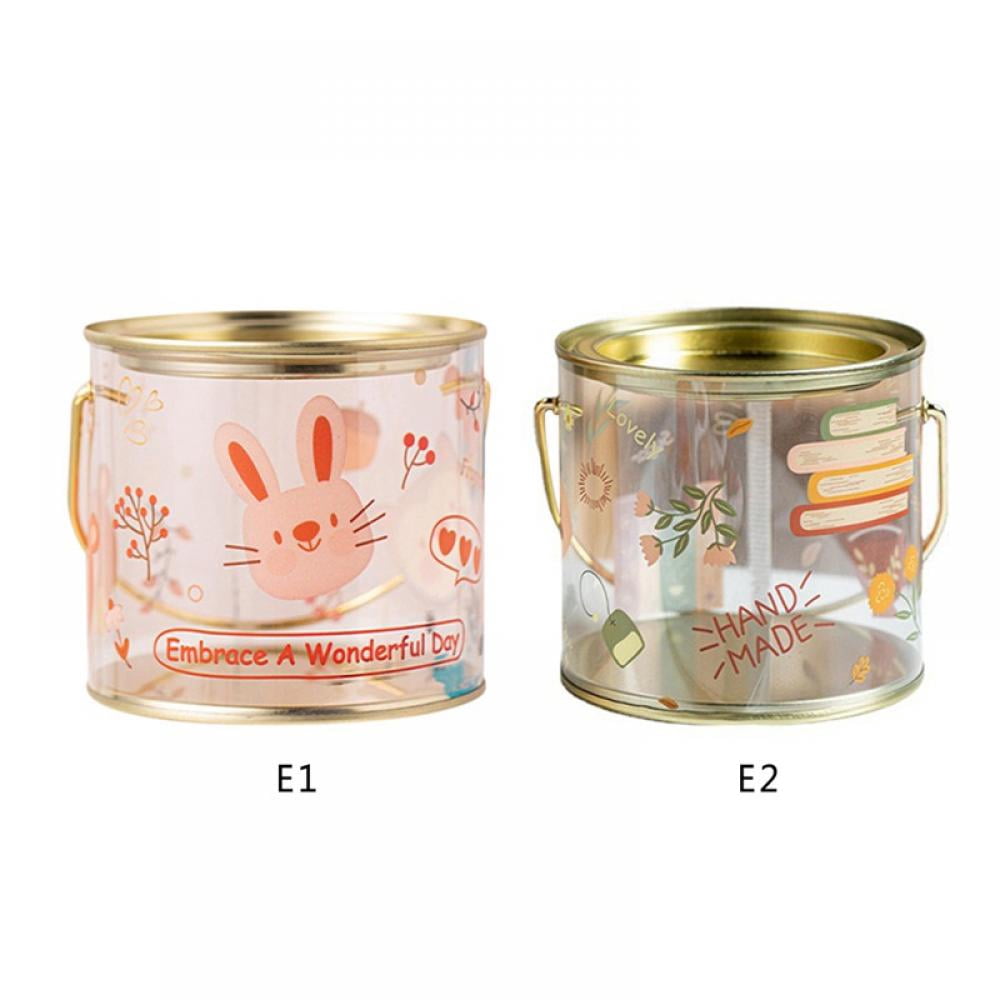 2pcs Easter Tinplate Can with Lids,Round Candy Jar Cookie Box,Portable ...