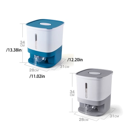 serony 10KG Rice Bucket Dispenser Sealed Grain Case Cereal Food Visible ...